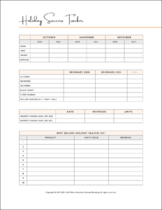Free Download - Holiday Sales Success Tracker - Attention Getting